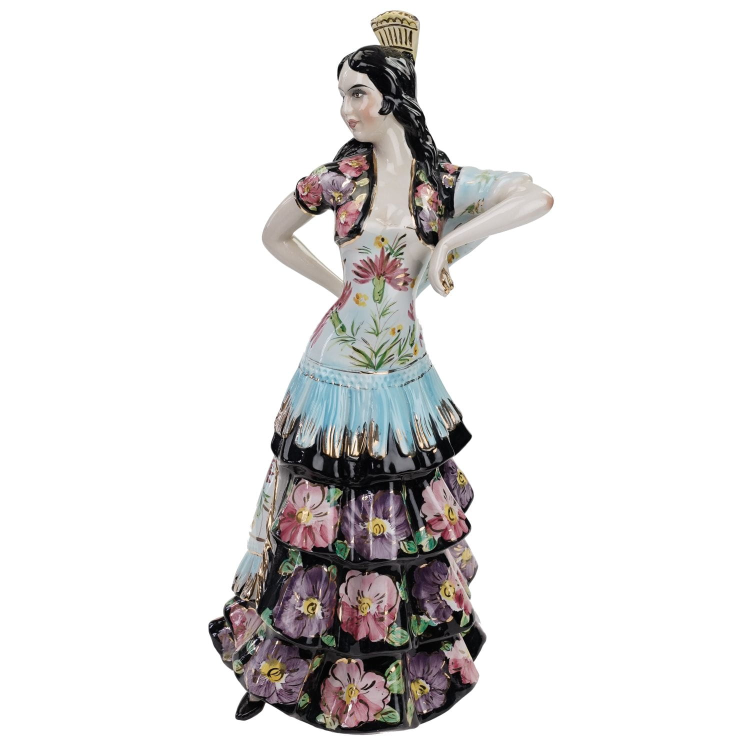 DUŻA PIĘKNA RĘCZNIE MALOWANA FIGURA TANCERKI FLAMENCO Retro-bibelot