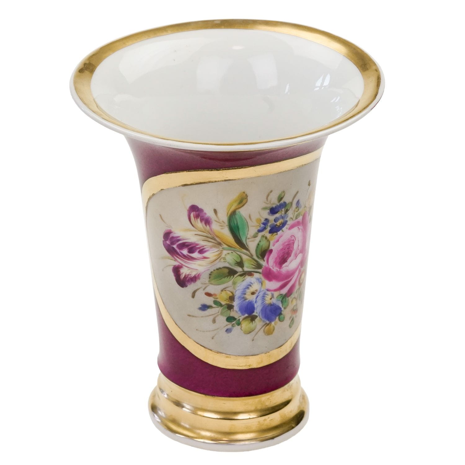 STARY WAZON KRATER MALINOWY WAZON KWIATOWY MEDALION Retro-bibelot